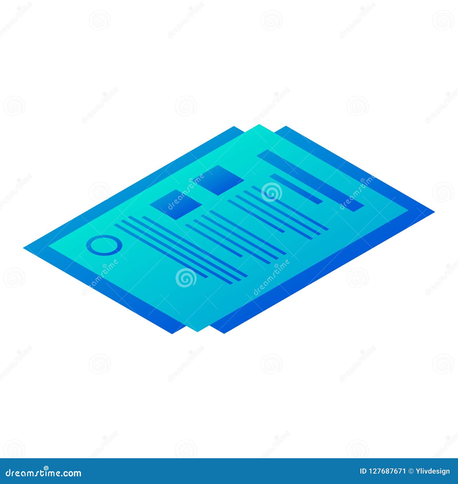 Bill Paper Icon, Isometric Style Stock Vector - Illustration of list ...