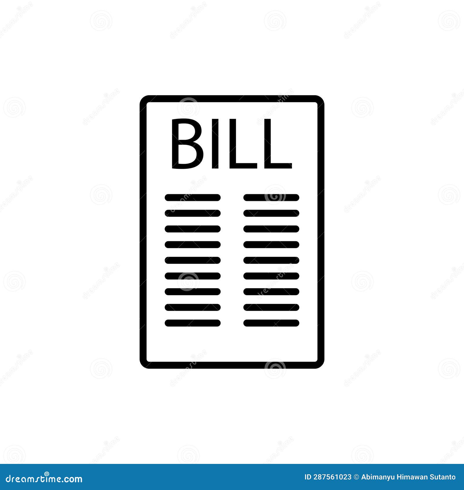 Bill paper icon vector stock vector. Illustration of bill - 287561023