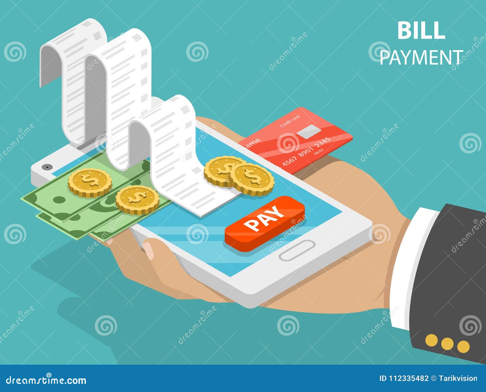 Bill Payment Flat Isometric Vector Concept. Stock Vector - Illustration ...