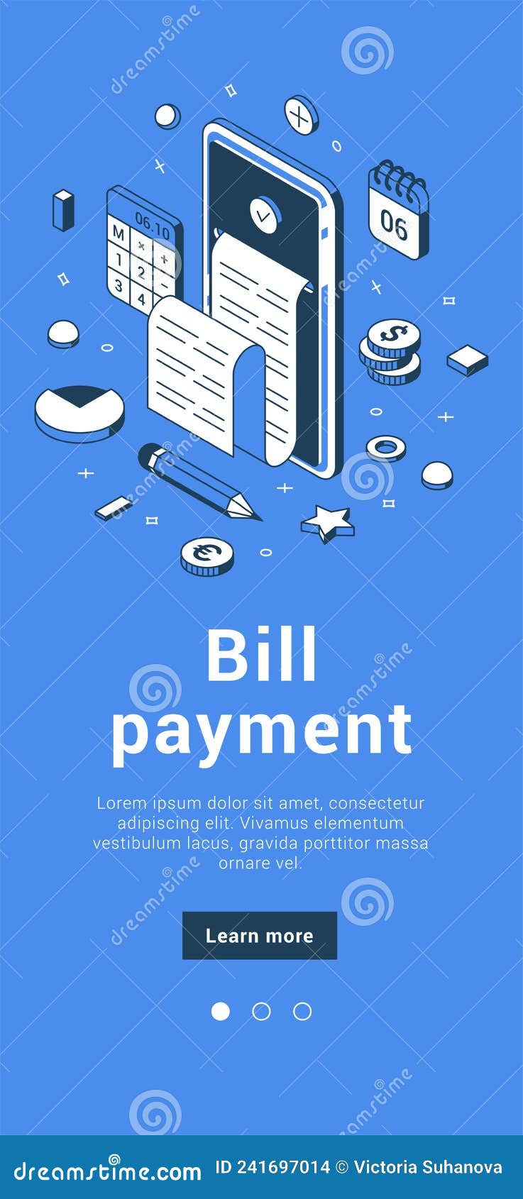 Smartphone With Invoice Bill Paper , Flat Style Mobile Phone With ...