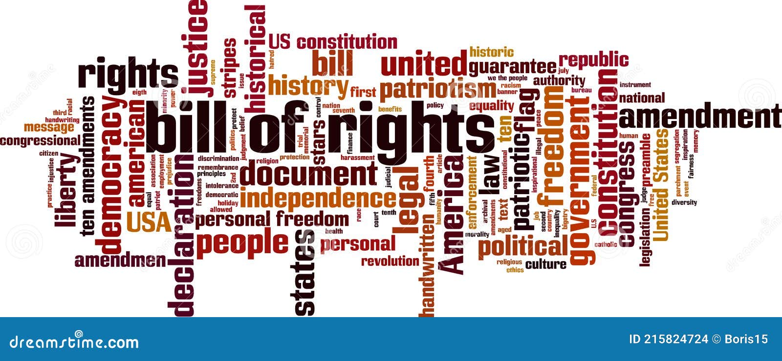 Bill of rights word cloud stock vector. Illustration of word - 215824724