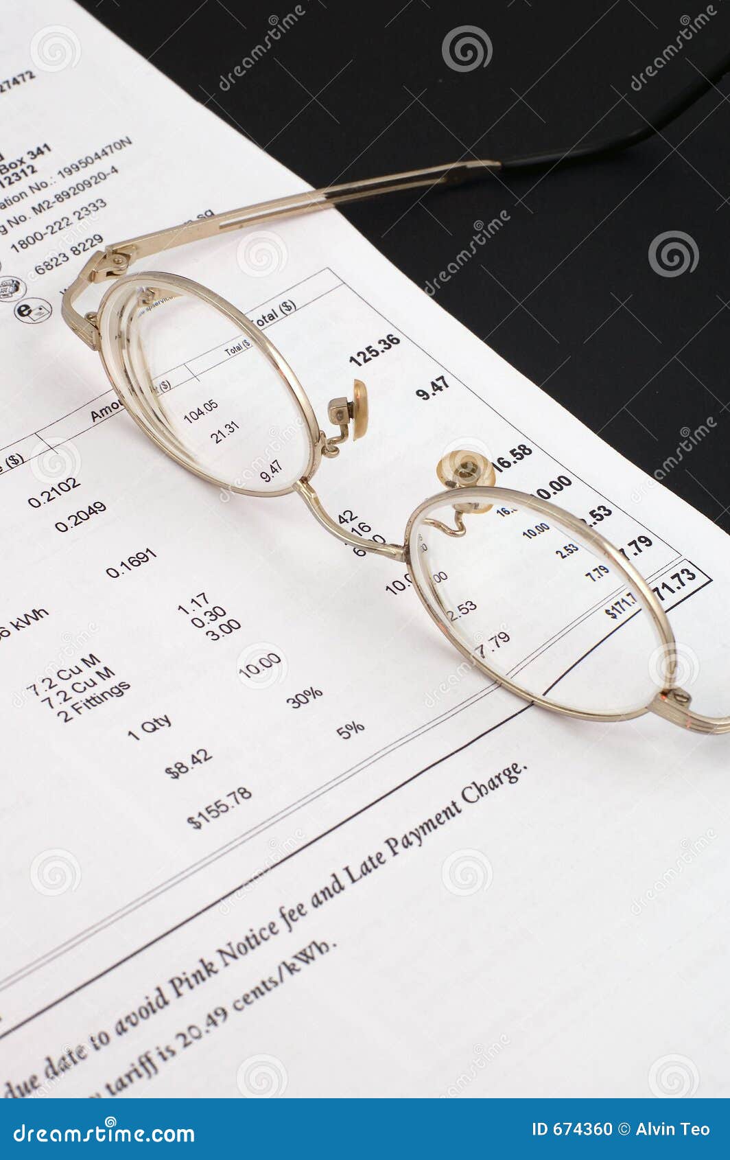 Bill and Spectacle stock photo. Image of glasses, document - 674360
