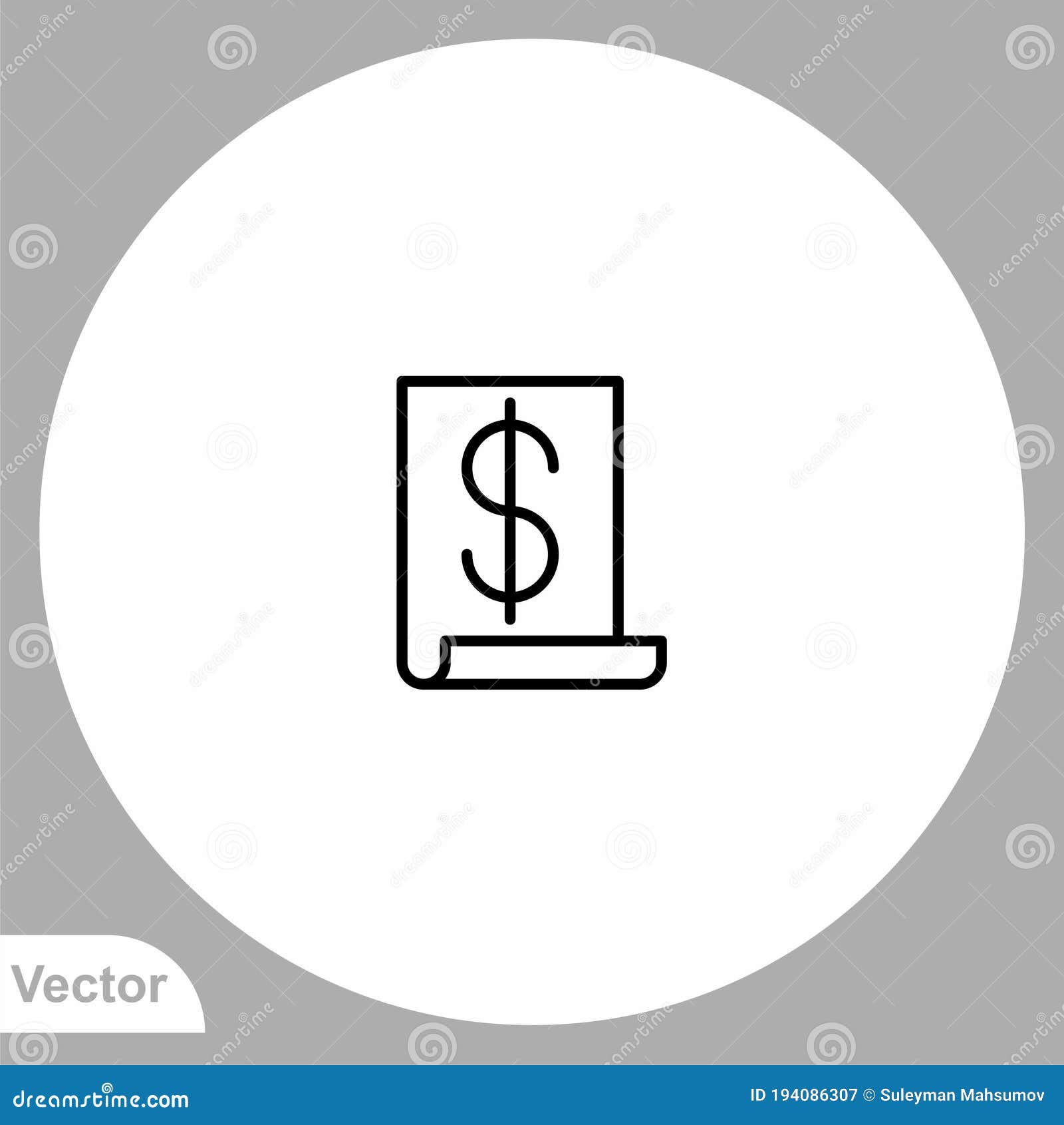 Bill Vector Icon Sign Symbol Stock Vector - Illustration of invoice ...