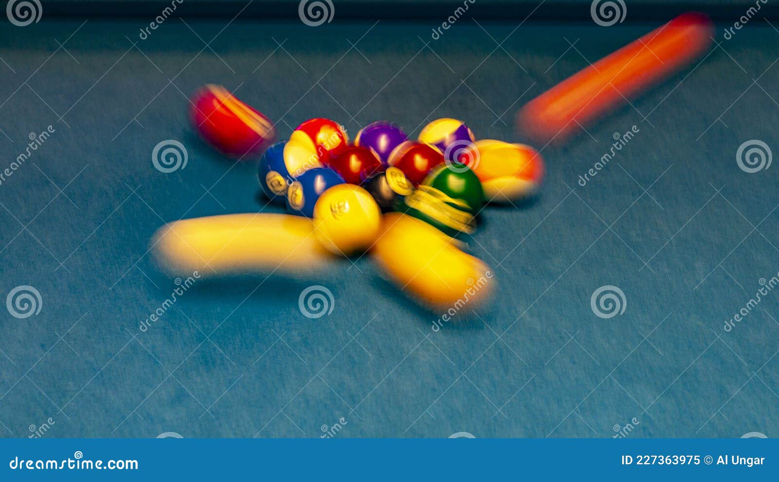 Billard balls on table stock image. Image of struck - 227363975