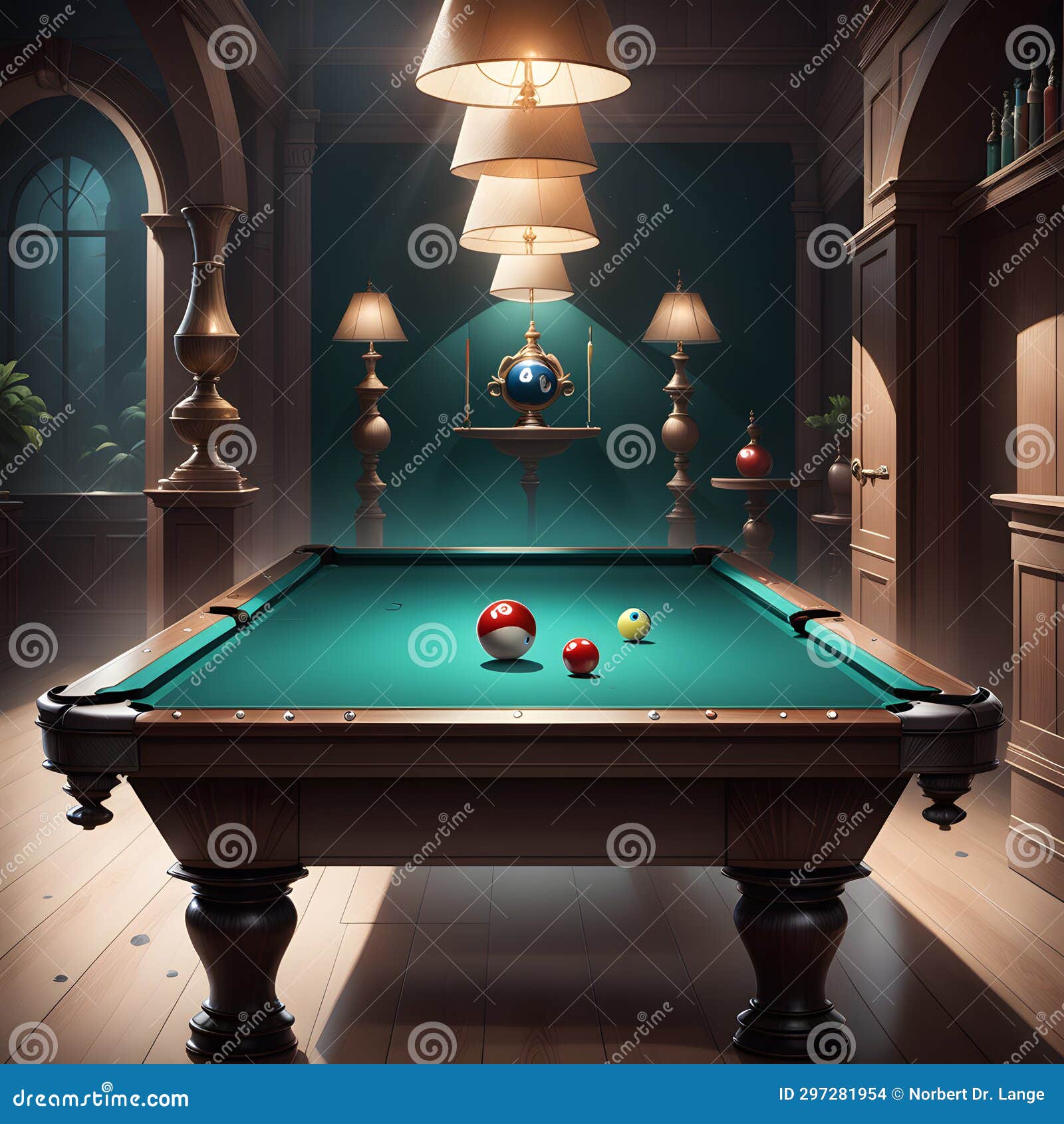Billard game, AI-generatet stock photo. Image of hole - 297281954