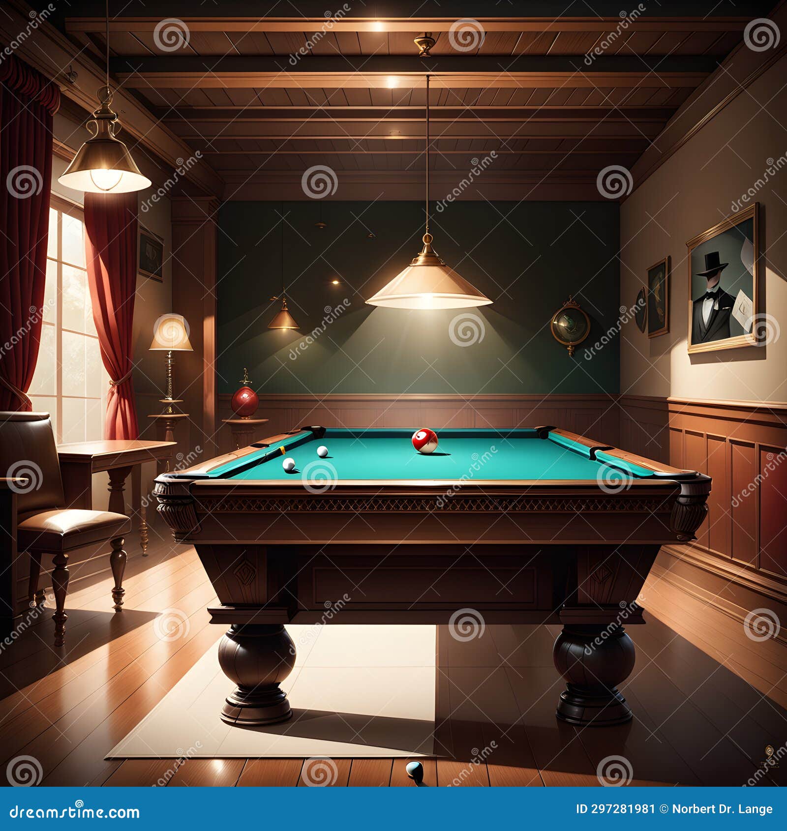 Billard game, AI-generatet stock image. Image of physics - 297281981