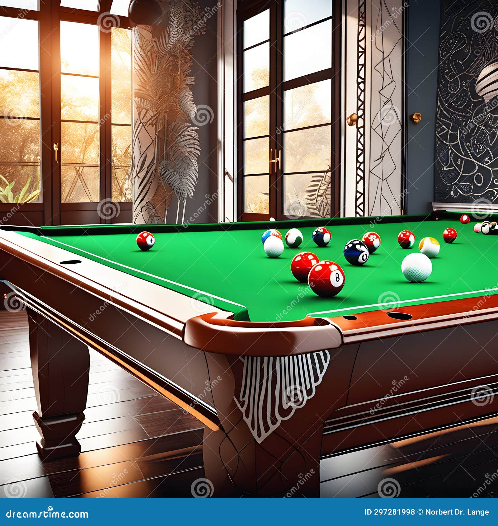 Billard game, AI-generatet stock photo. Image of cloth - 297281998