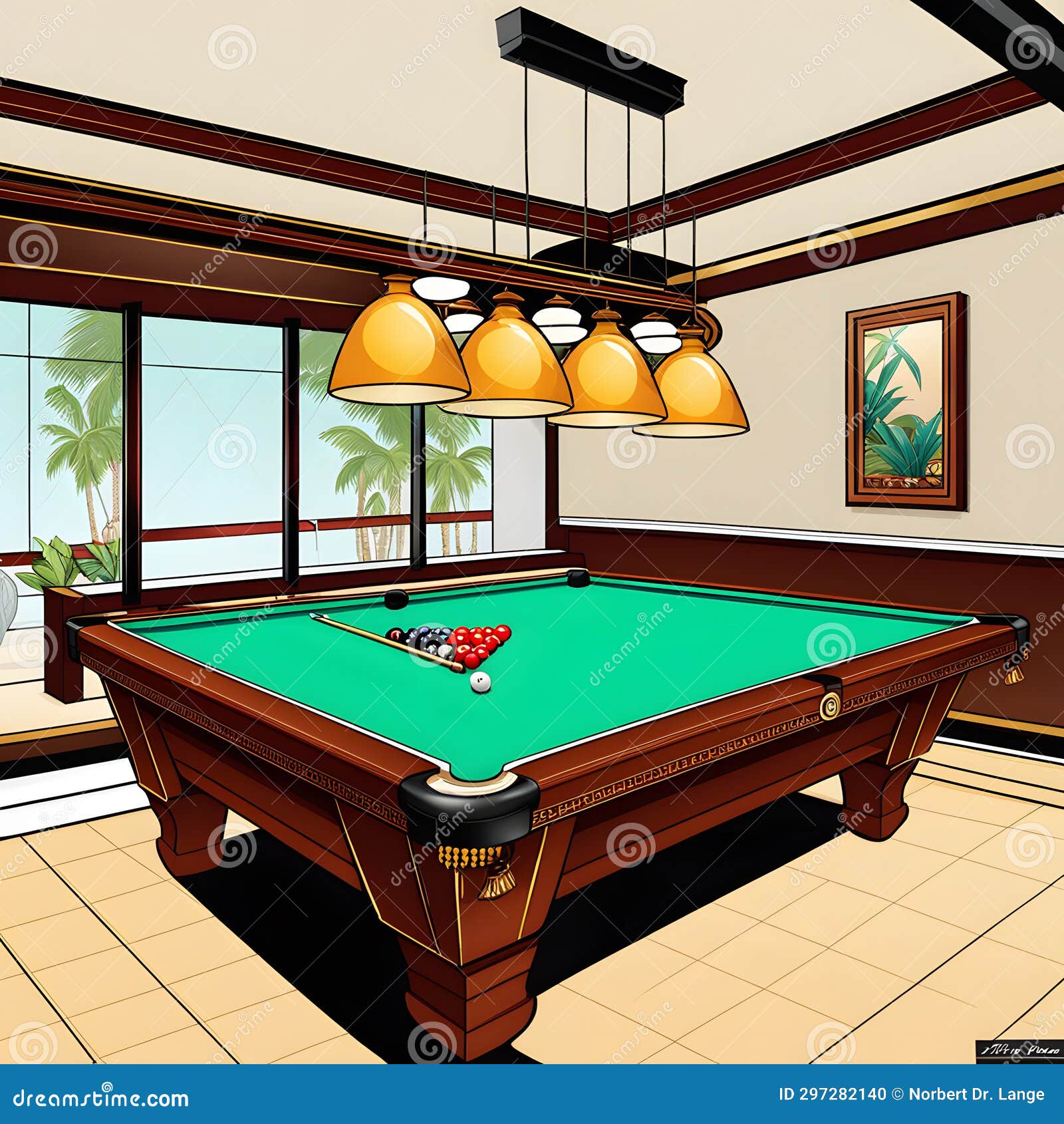 Billard game, AI-generatet stock photo. Image of balls - 297282140