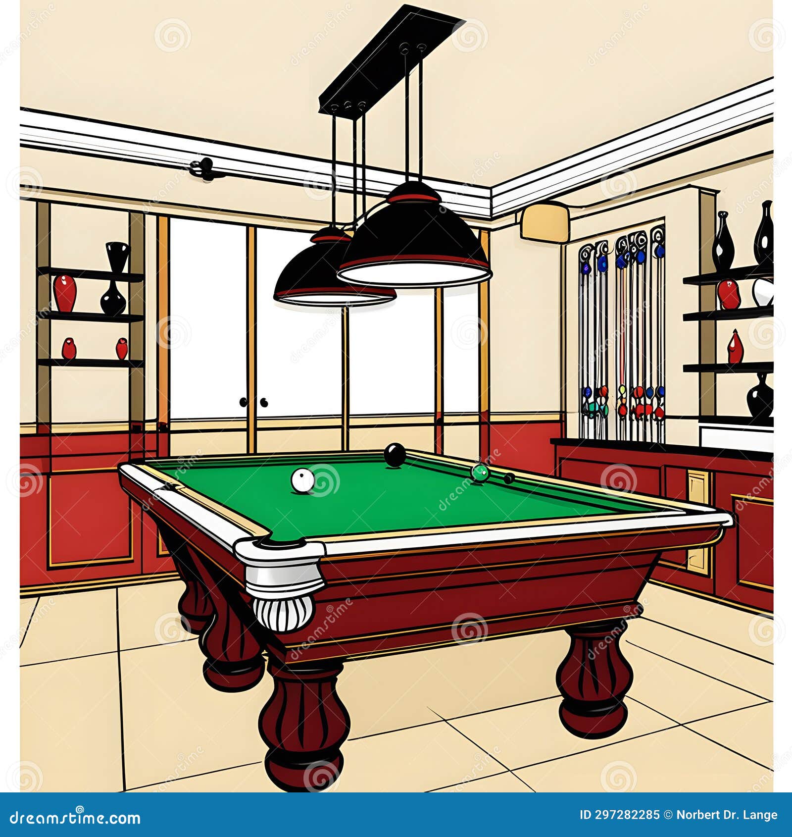 Billard game, AI-generatet stock image. Image of reflect - 297282285