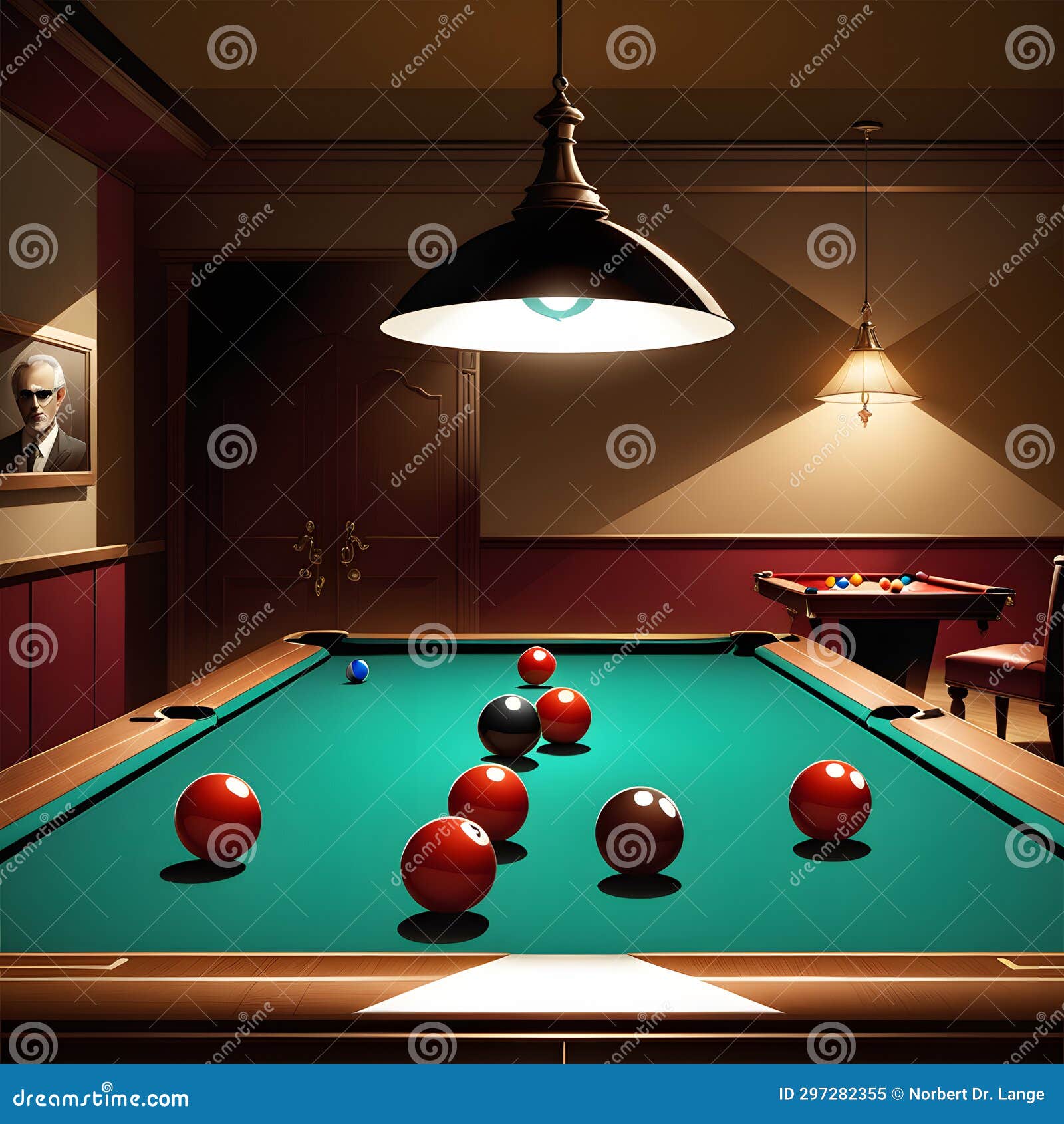 Billard game, AI-generatet stock image. Image of billard - 297282355