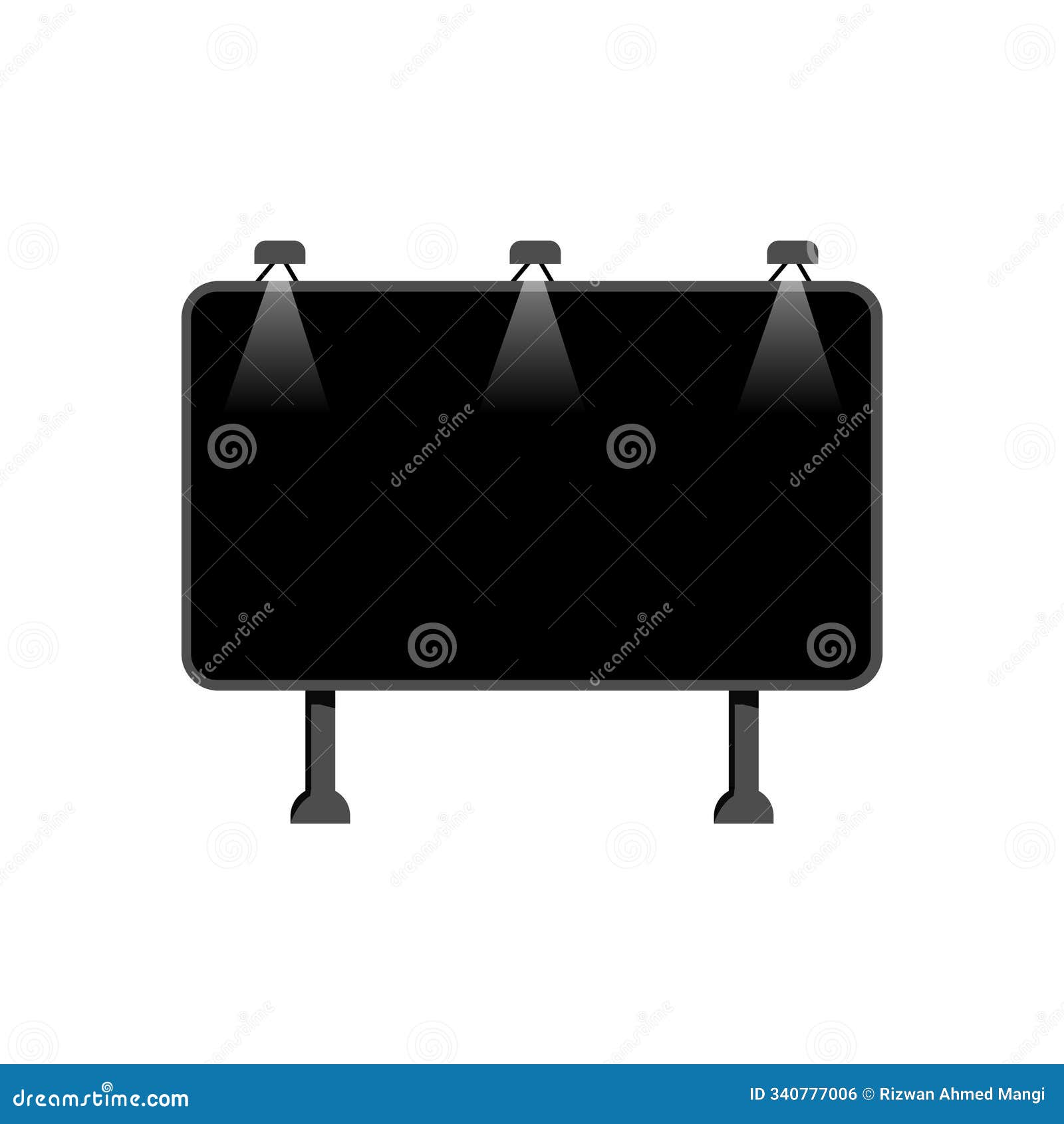 Billboard with Spotlights Isolated on White Background. Vector ...