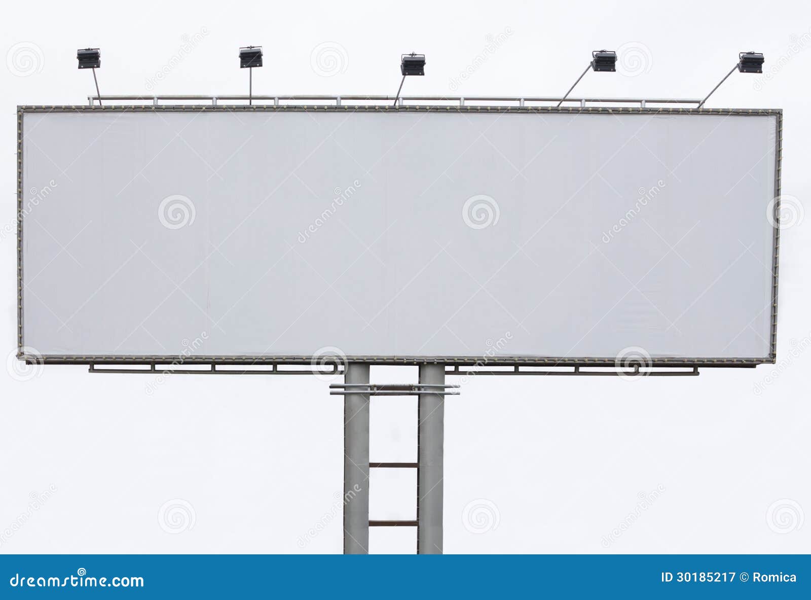 Billboard Advertising Panel with Empty Space and Light Projector Stock ...