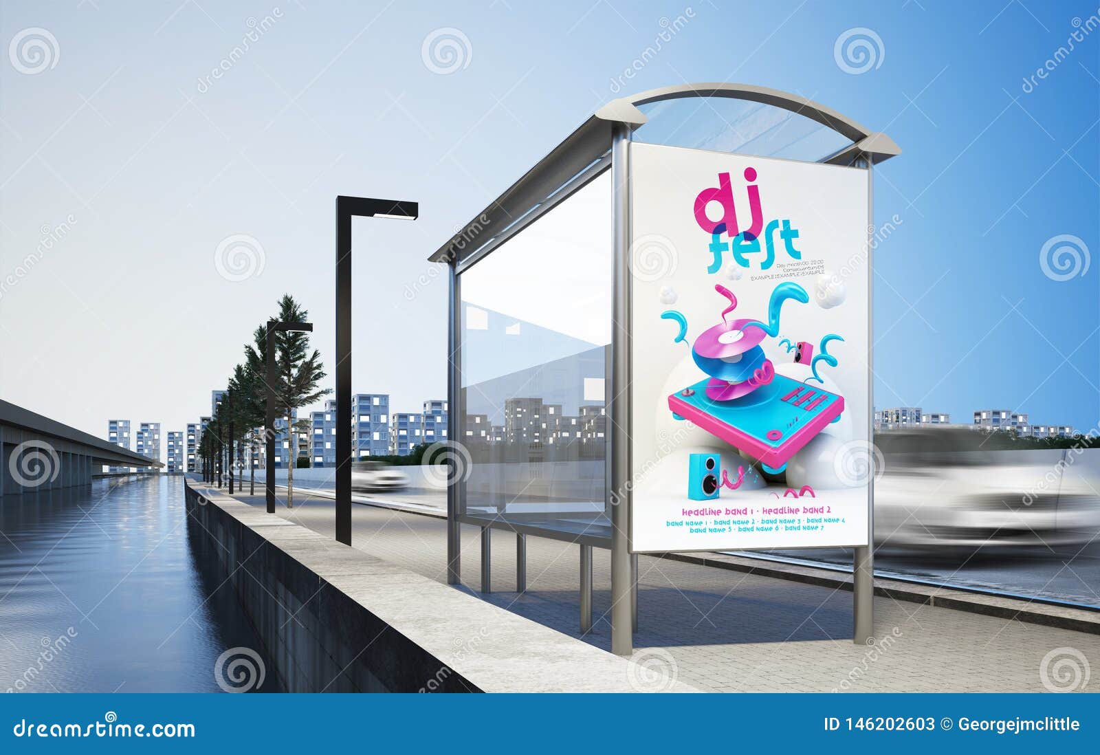Billboard Advertising Party on Bus Stop Stock Illustration ...