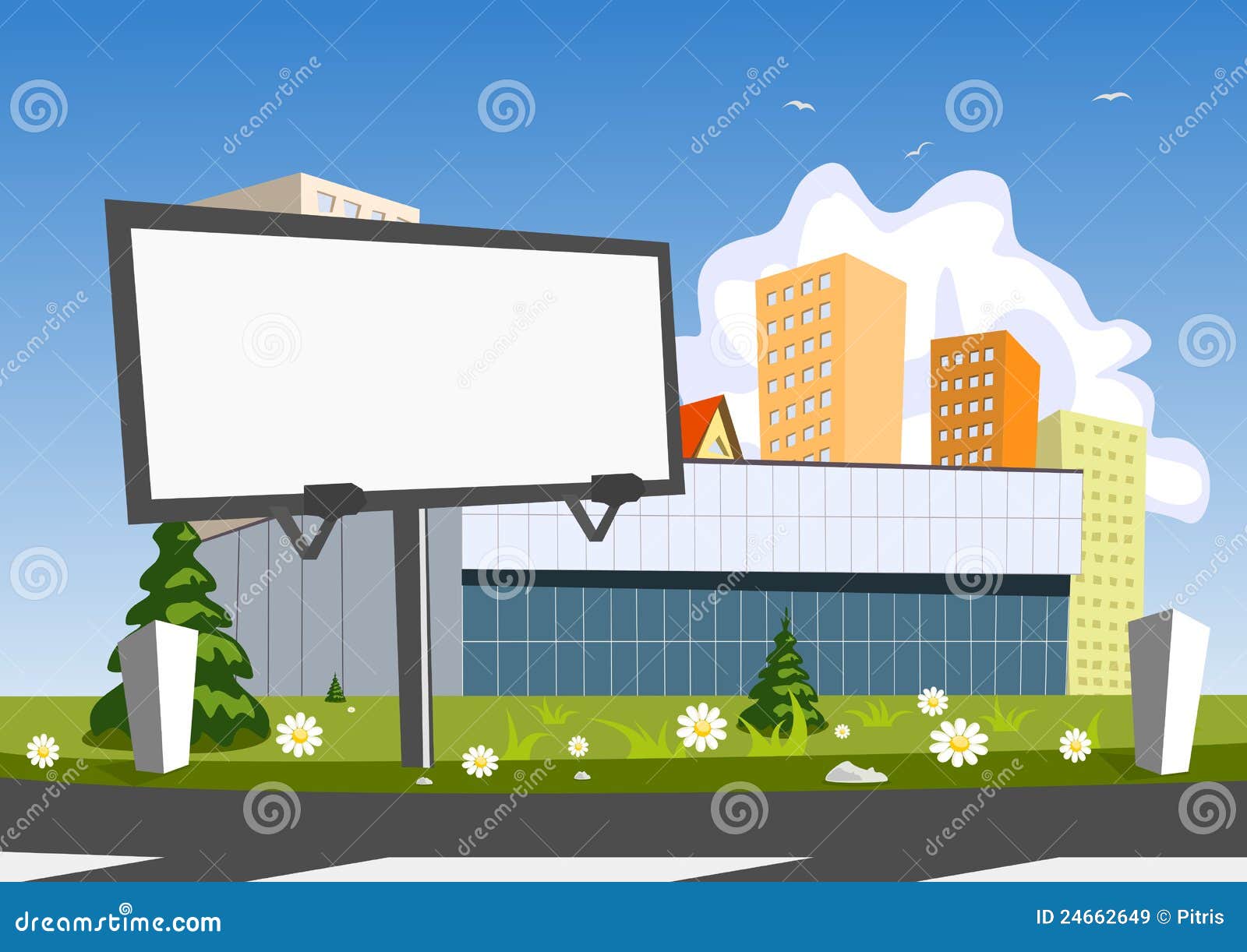 Billboard Advertising Vector Illustration Set, Cartoon Flat Business ...