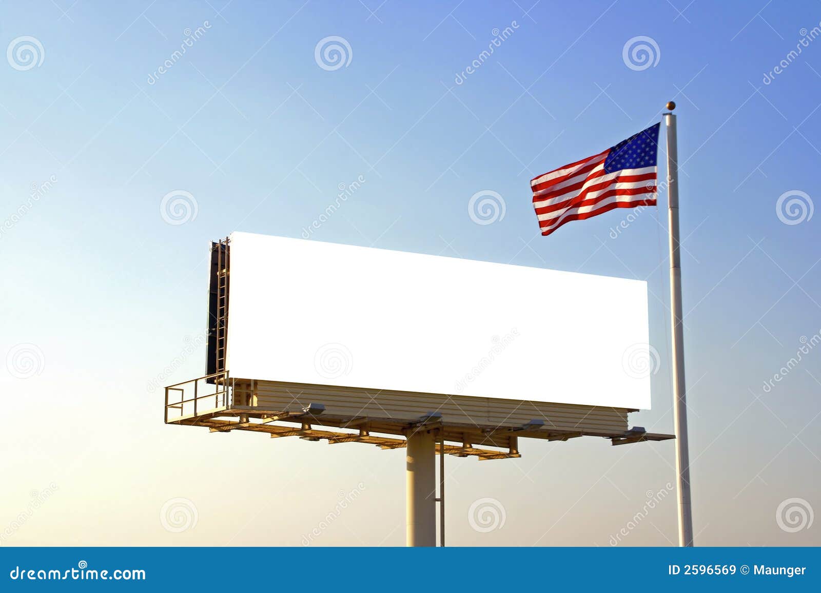 Billboard and American Flag Stock Image - Image of announcement, frame ...