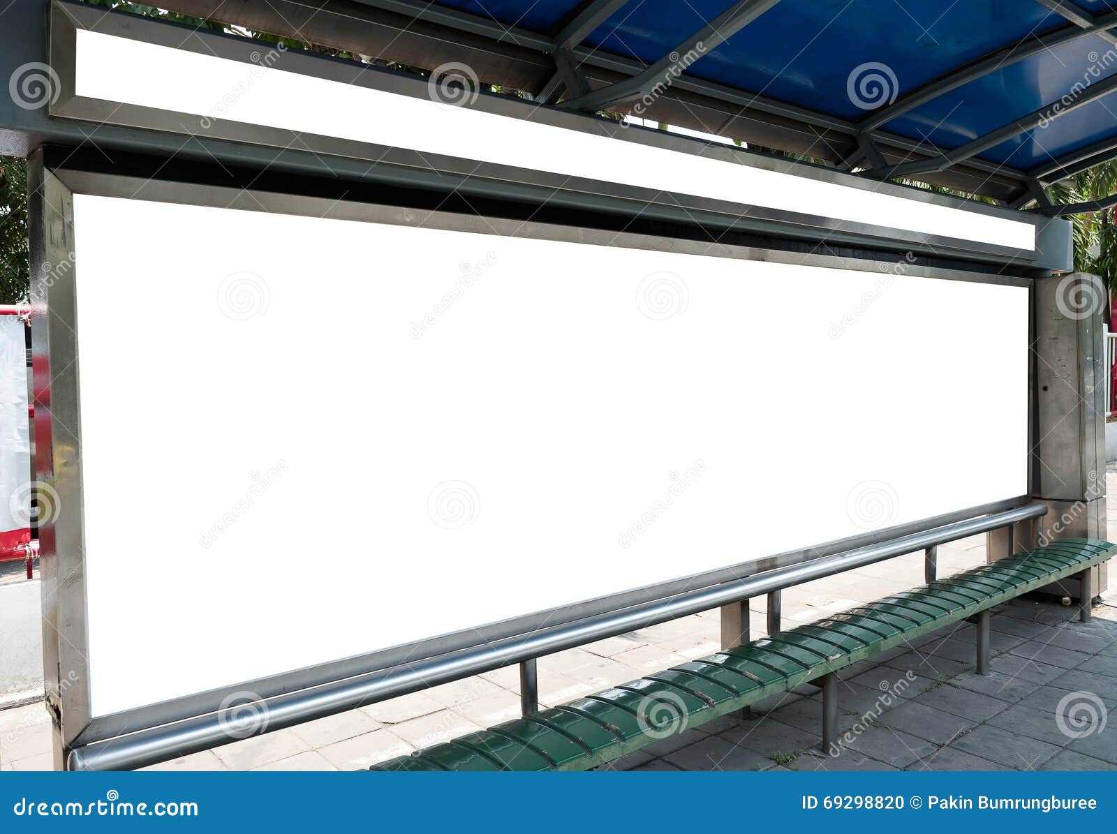 Billboard, Banner, Empty, White at a Bus Stop Stock Photo - Image of ...