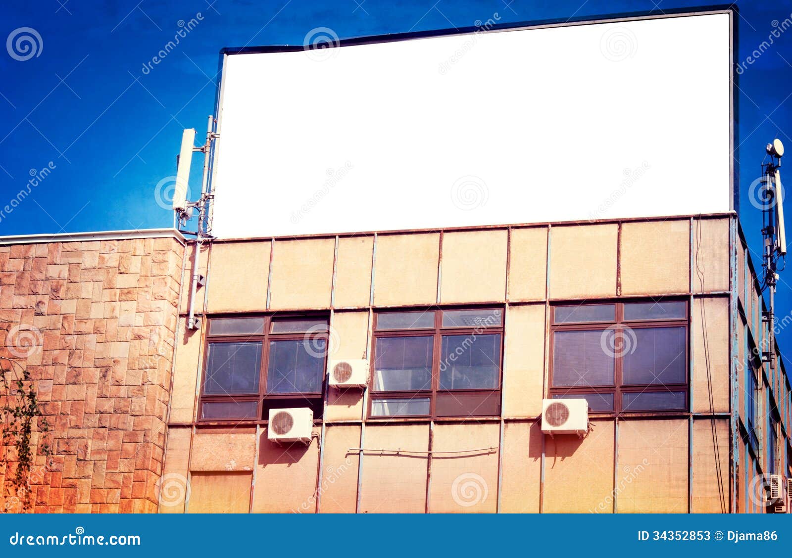 Billboard on the building stock image. Image of cityscape - 34352853