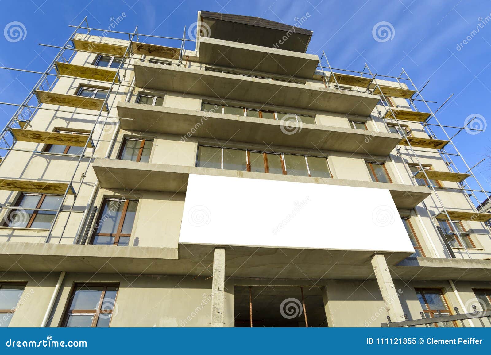 Billboard on a Building in Construction Stock Image - Image of facade ...