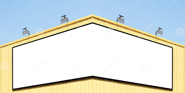 Billboard Corner on Yellow Building with Spot Light Stock Photo - Image ...