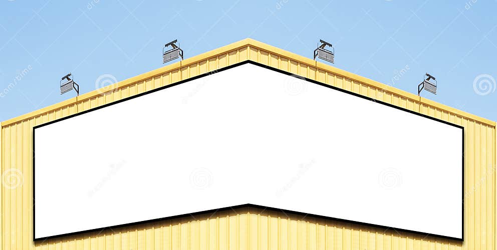 Billboard Corner on Yellow Building with Spot Light Stock Photo - Image ...