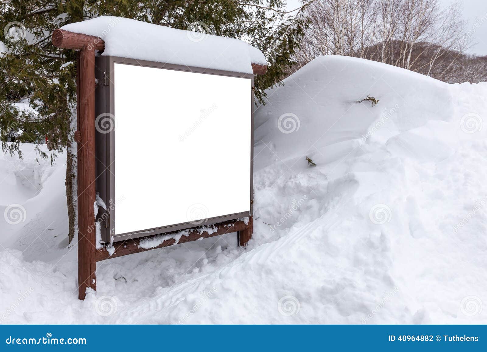 Billboard Covered with Snow Stock Photo - Image of advertisement ...
