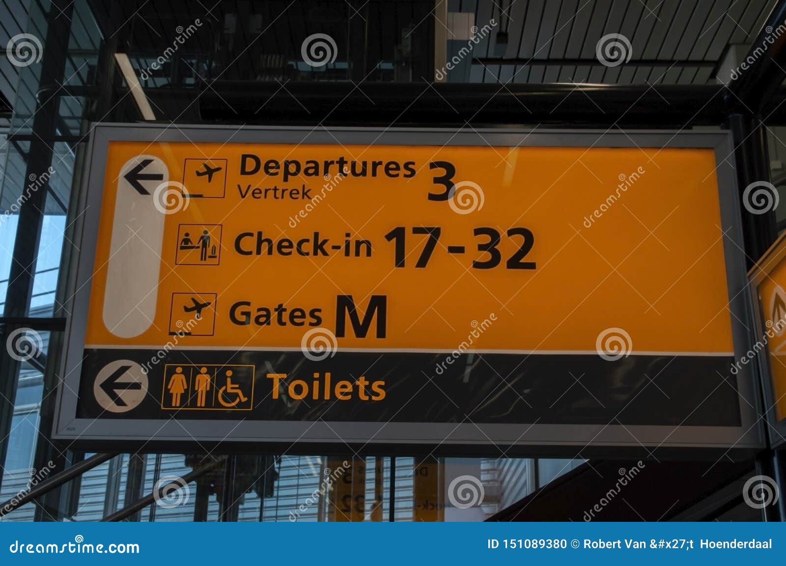 Billboard Departures and Check-in and Gates at Schiphol the Netherlands ...