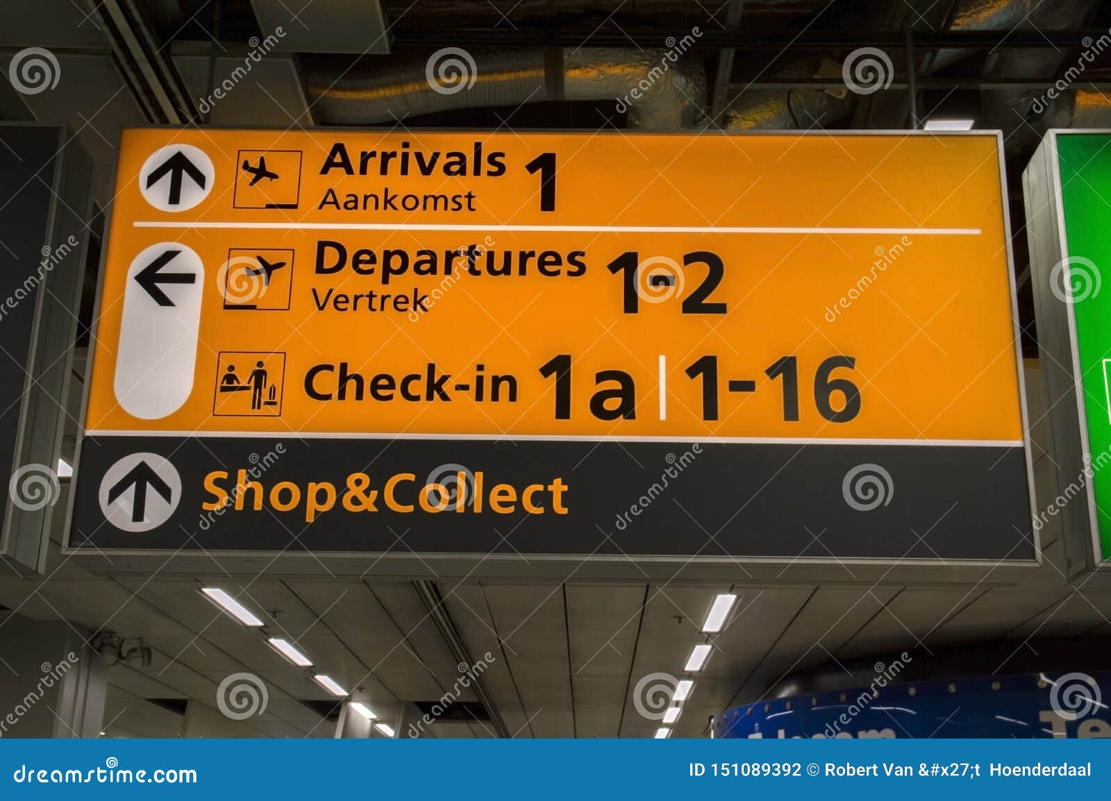 Billboard Departures and Check-in and Gates at Schiphol the Netherlands ...