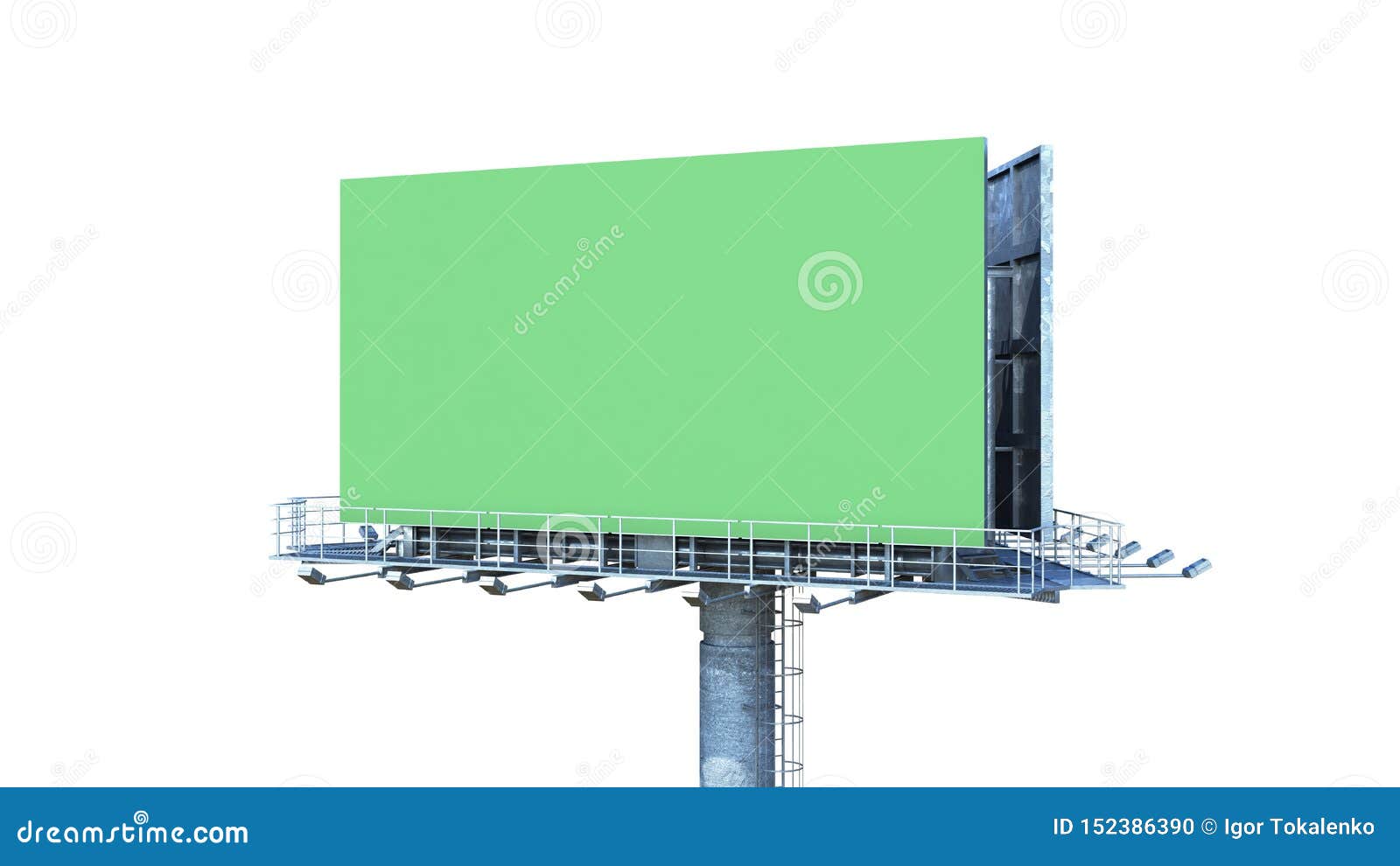 Billboard with Empty Green Screen 3d Render on White Stock Illustration ...