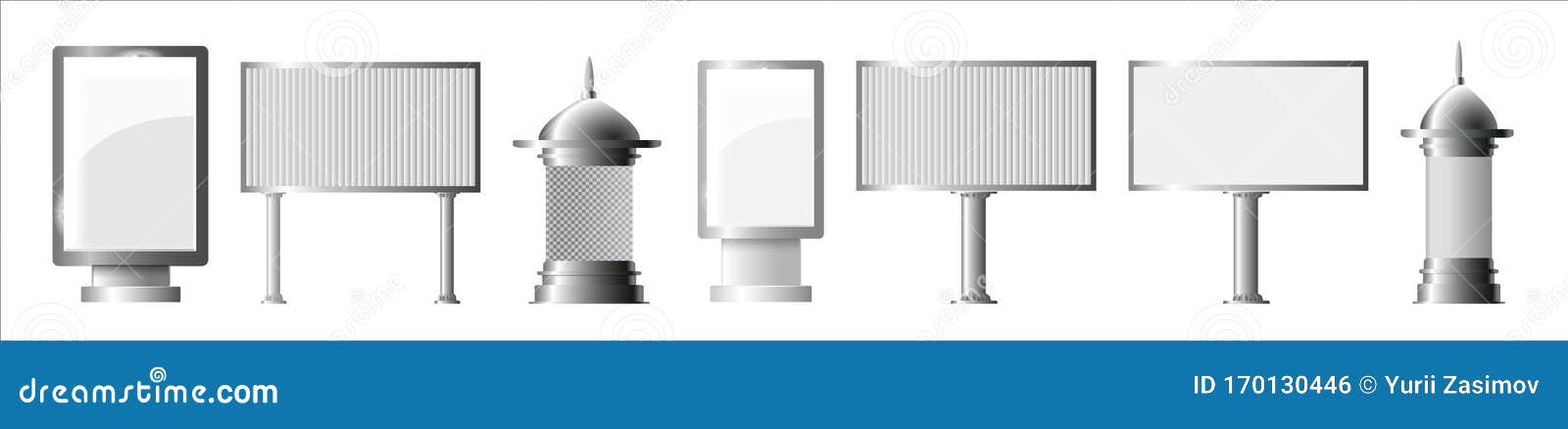 Billboard Flat Set of Different Perspectives Advertising Construction ...