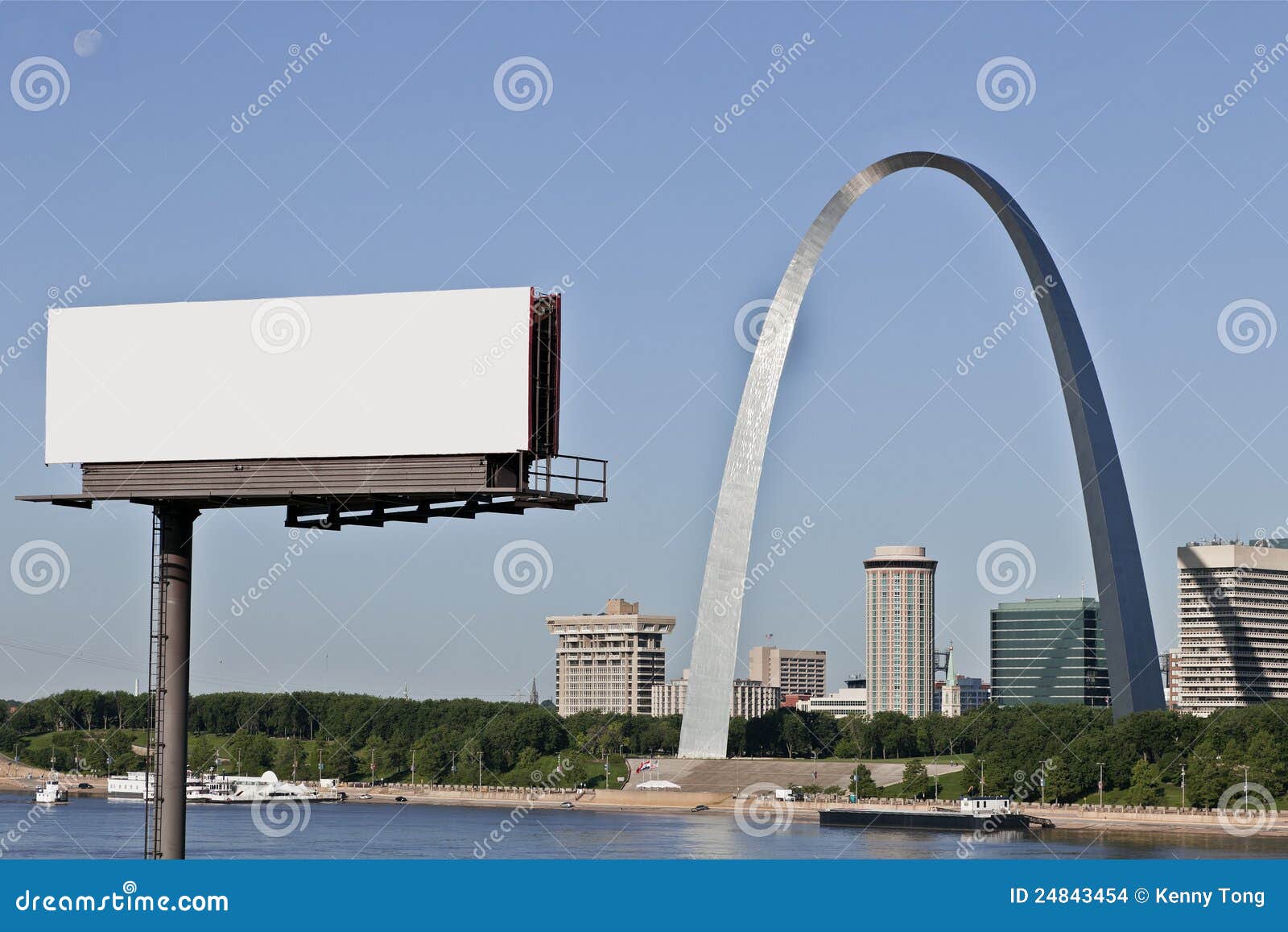 Billboard and Gateway Arch at St. Louis Stock Photo - Image of ...