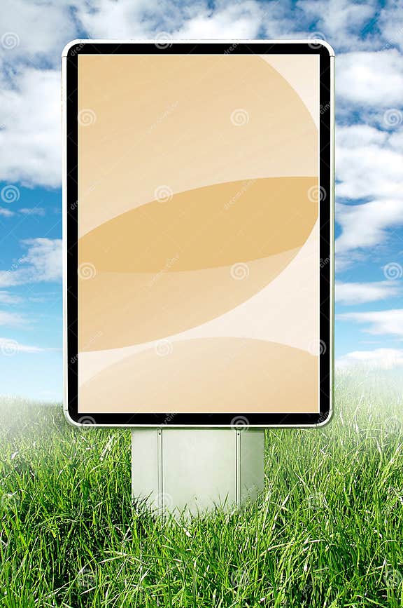 Billboard on a grass stock illustration. Illustration of announcement ...