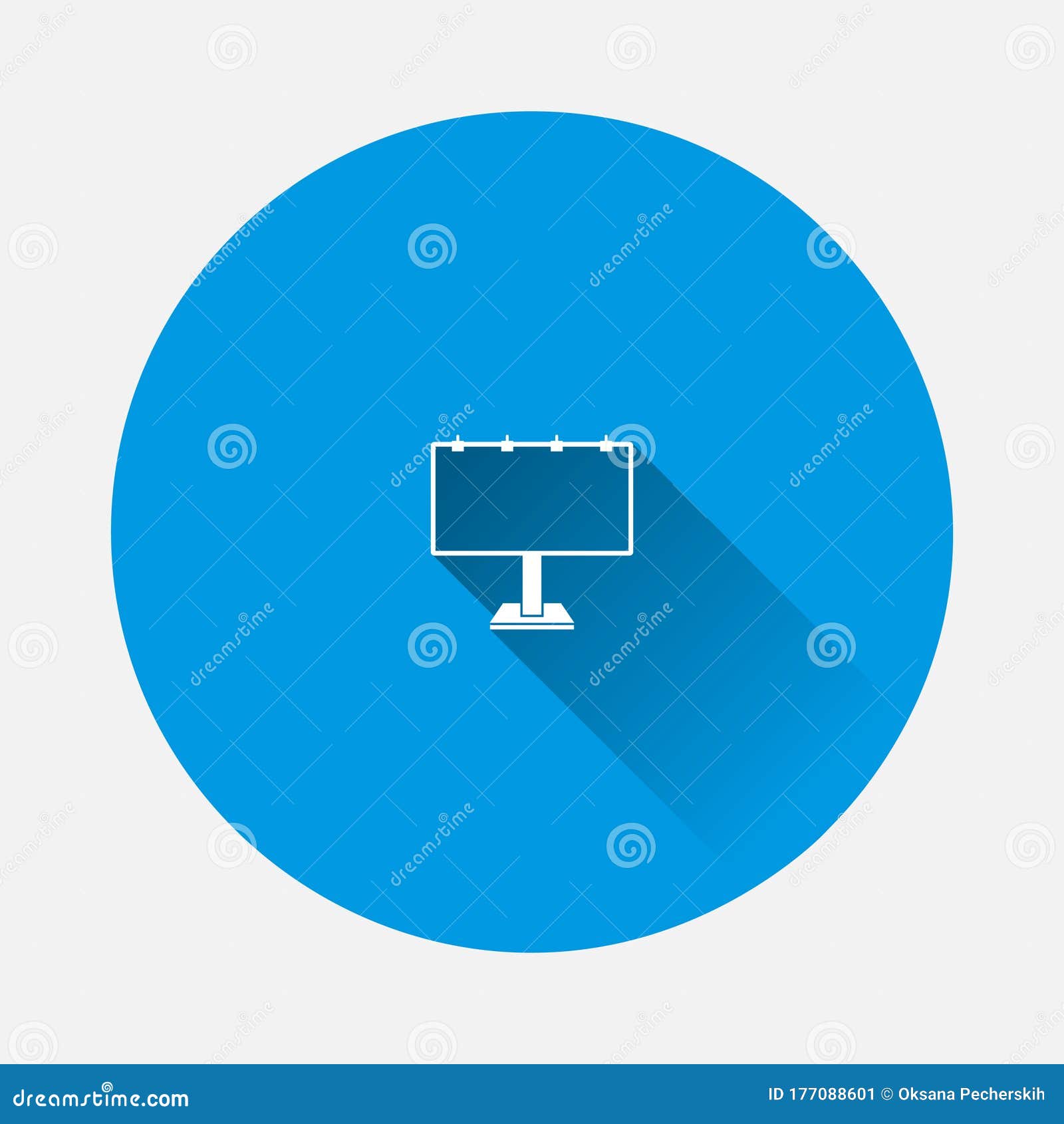 Billboard Icon on Blue Background. Flat Image with Long Shadow. Layers ...