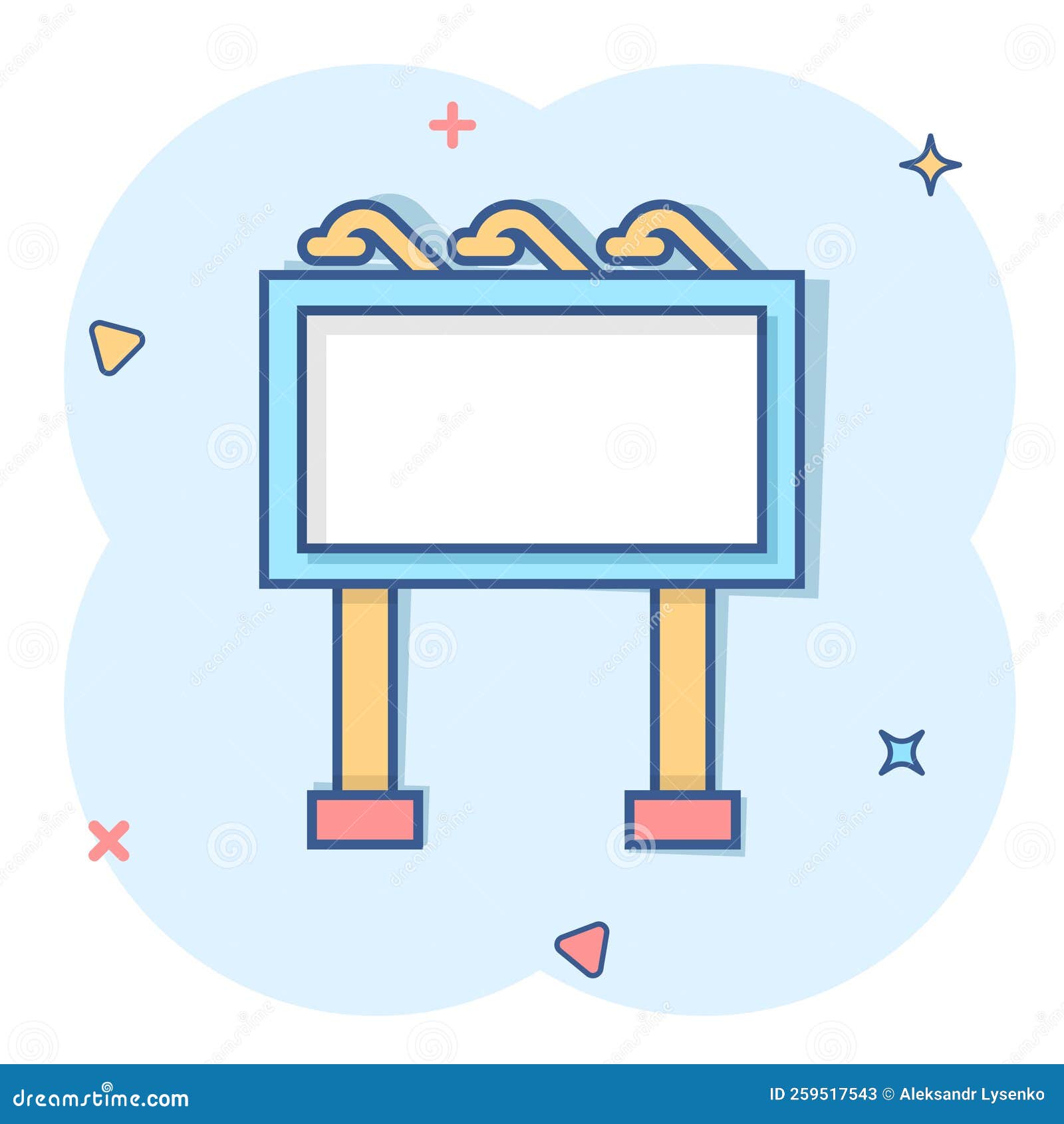 Billboard Icon In Comic Style. Citylight Display Cartoon Vector ...