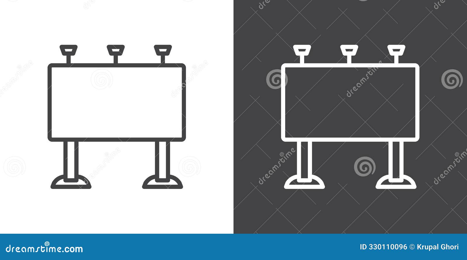 Billboard Icon Flat Vector Set Outline Stock Illustration ...
