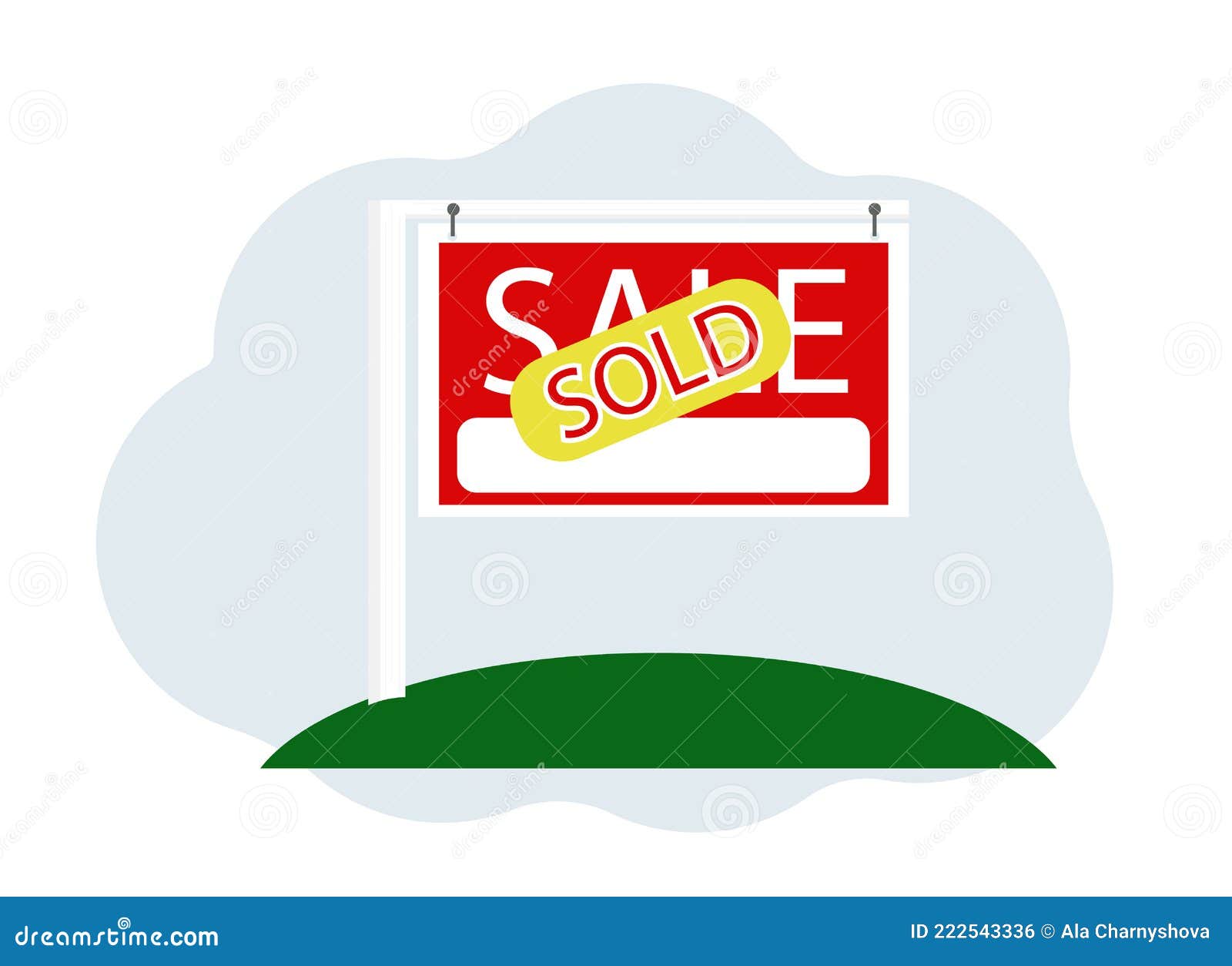 Billboard Illustration with Text SALE and Sticker Sold Stock Vector ...