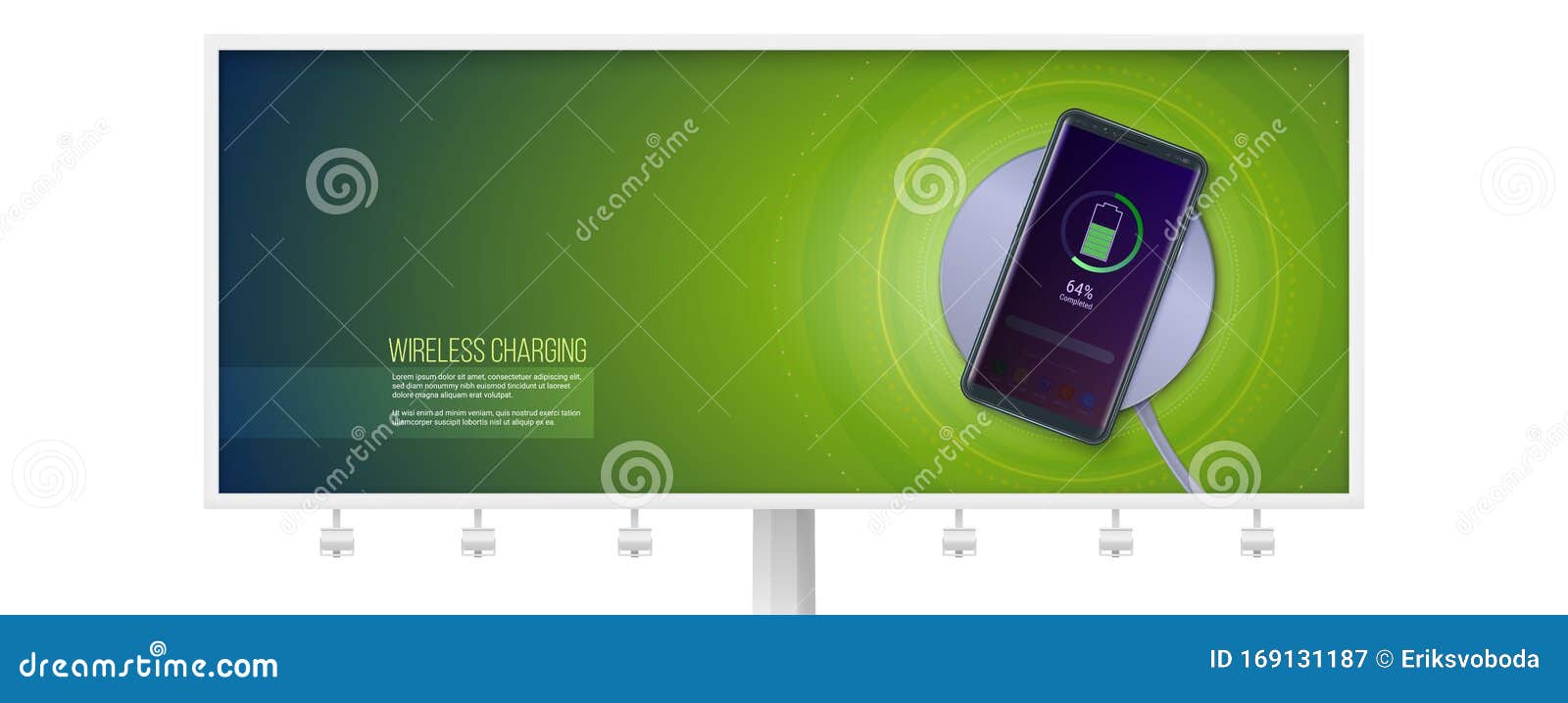 Billboard with Infographics of Wireless Charging Technology. Battery ...