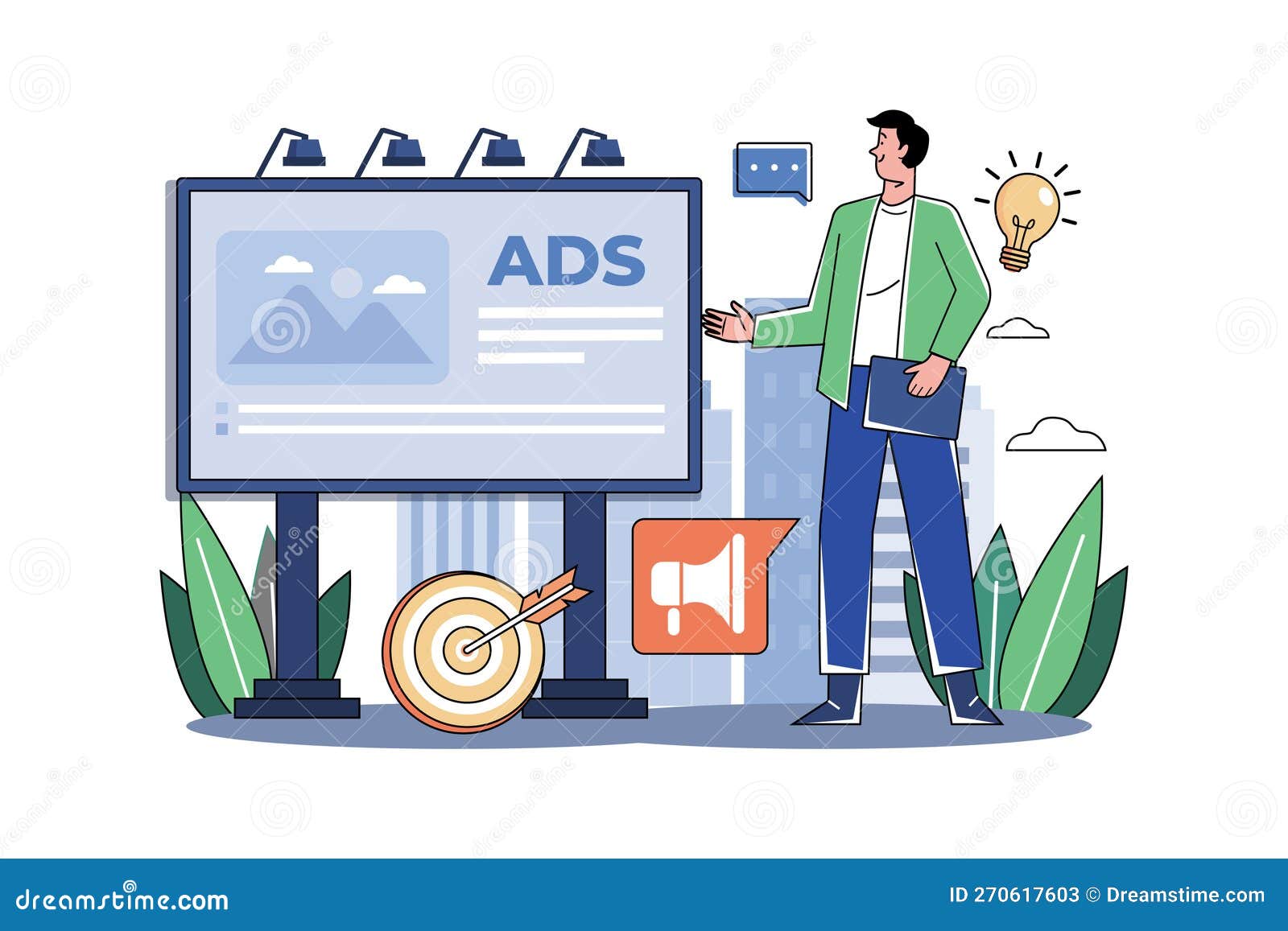 Billboard Marketing Illustration Concept on White Background Stock ...
