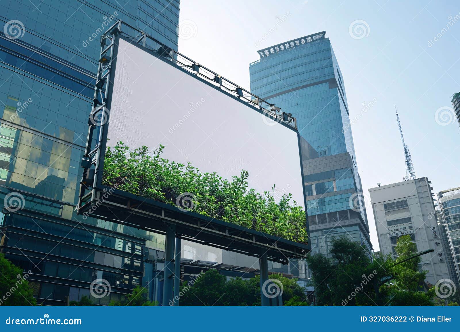 Billboard in Modern Business City Stock Illustration - Illustration of ...