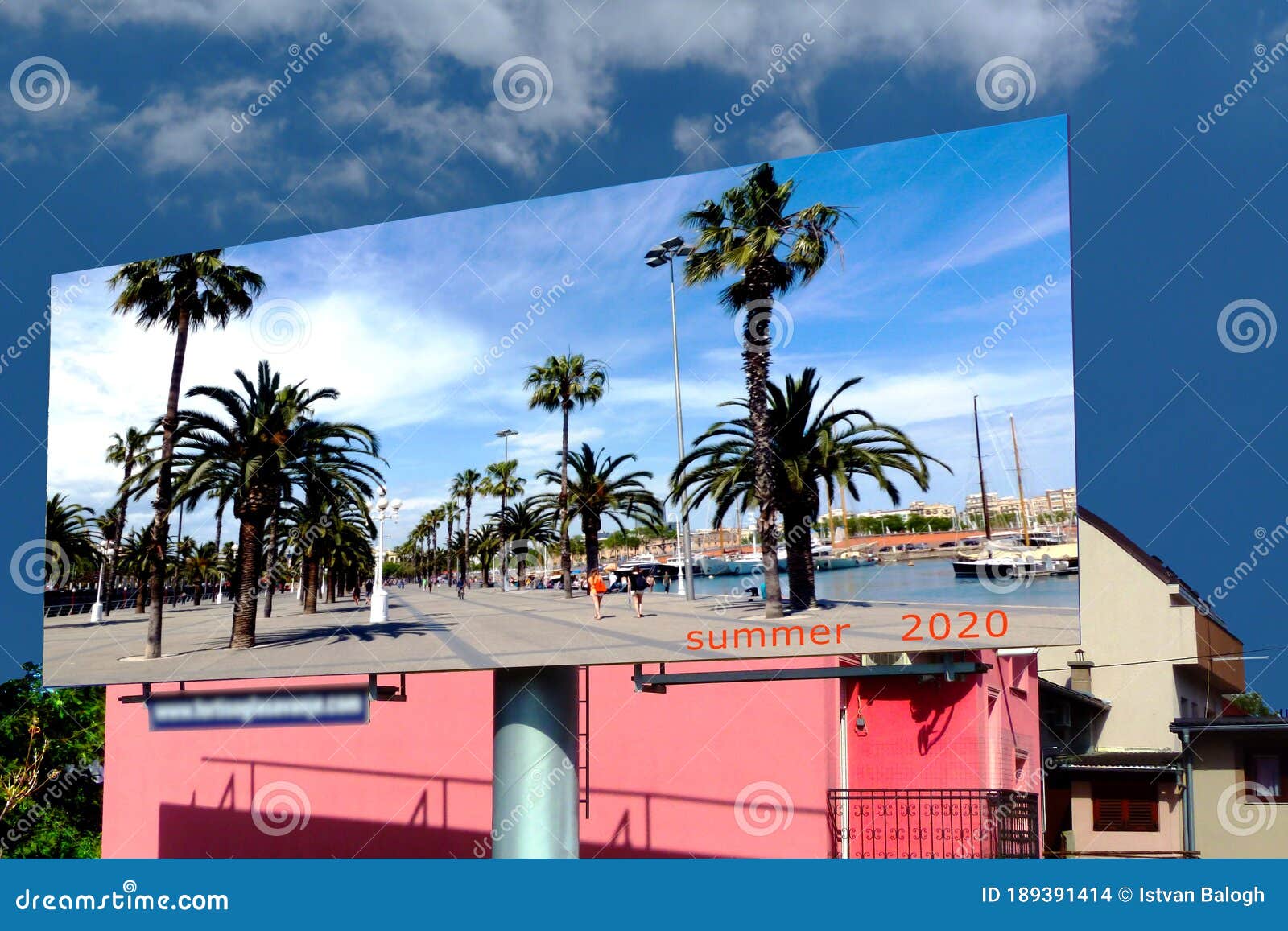 Large Billboard Ad Panel in Urban Setting with Blue Sky Background ...