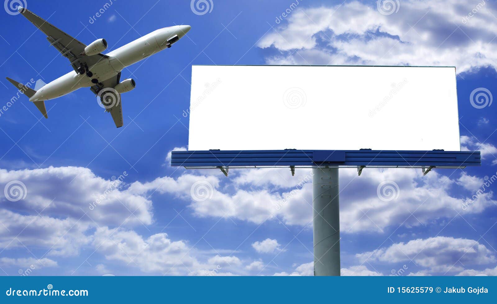 Billboard with plane stock image. Image of media, advertising - 15625579