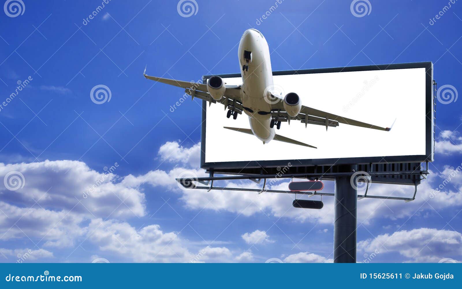 Billboard with plane stock image. Image of advertise - 15625611
