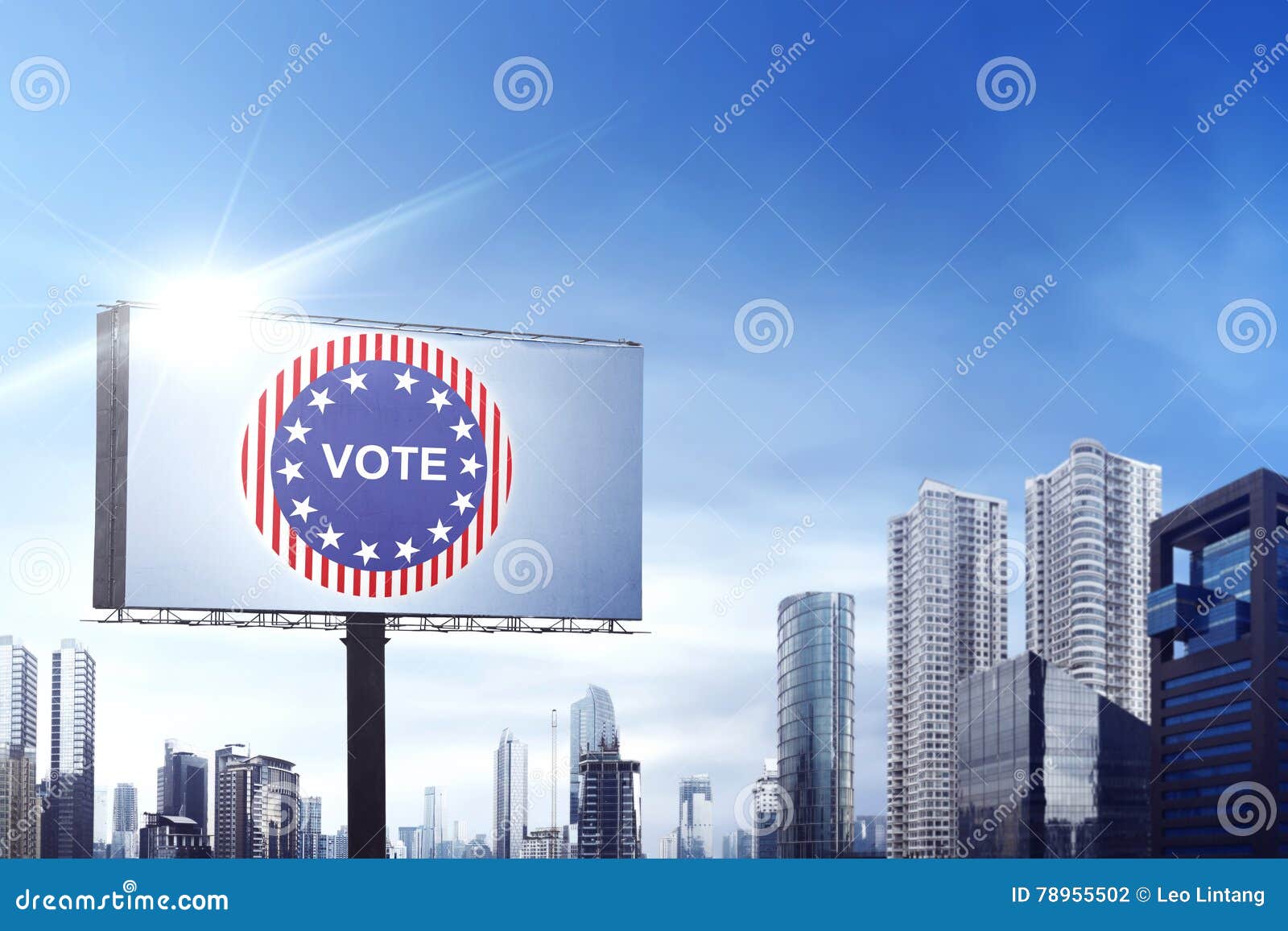 Billboard Show a Vote Pin at Daylight Stock Photo - Image of stripes ...