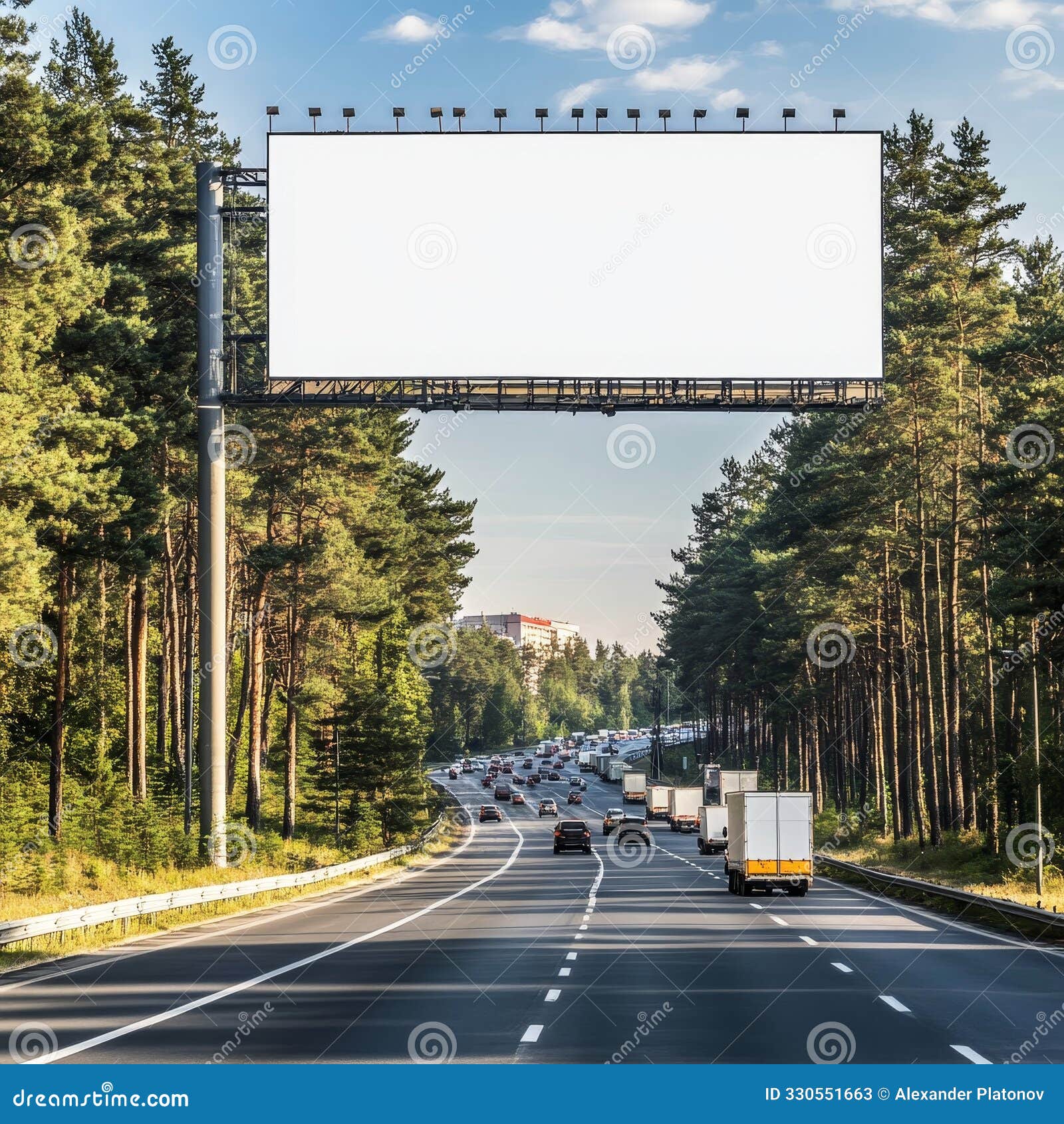 A Billboard Is Shown In The Middle Of A Highway With A White Background ...