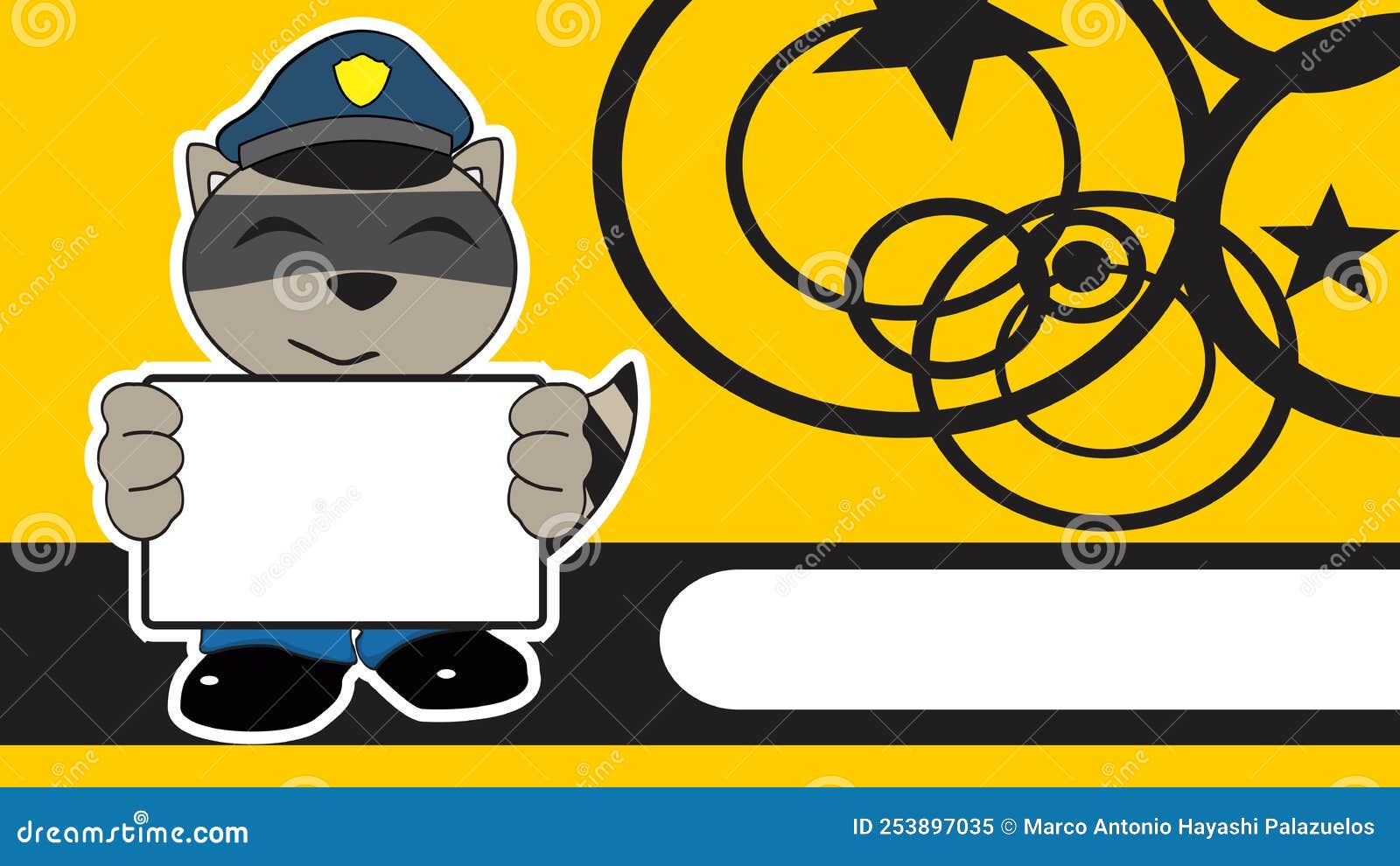 Billboard Standing Raccoon Cartoon Cop Costume Expression Background ...