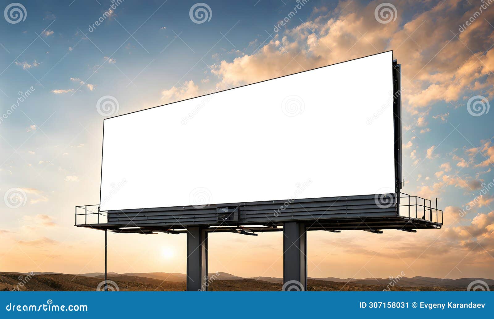Billboard Standing Tall beside a Bustling Highway Under a Moody Sky ...