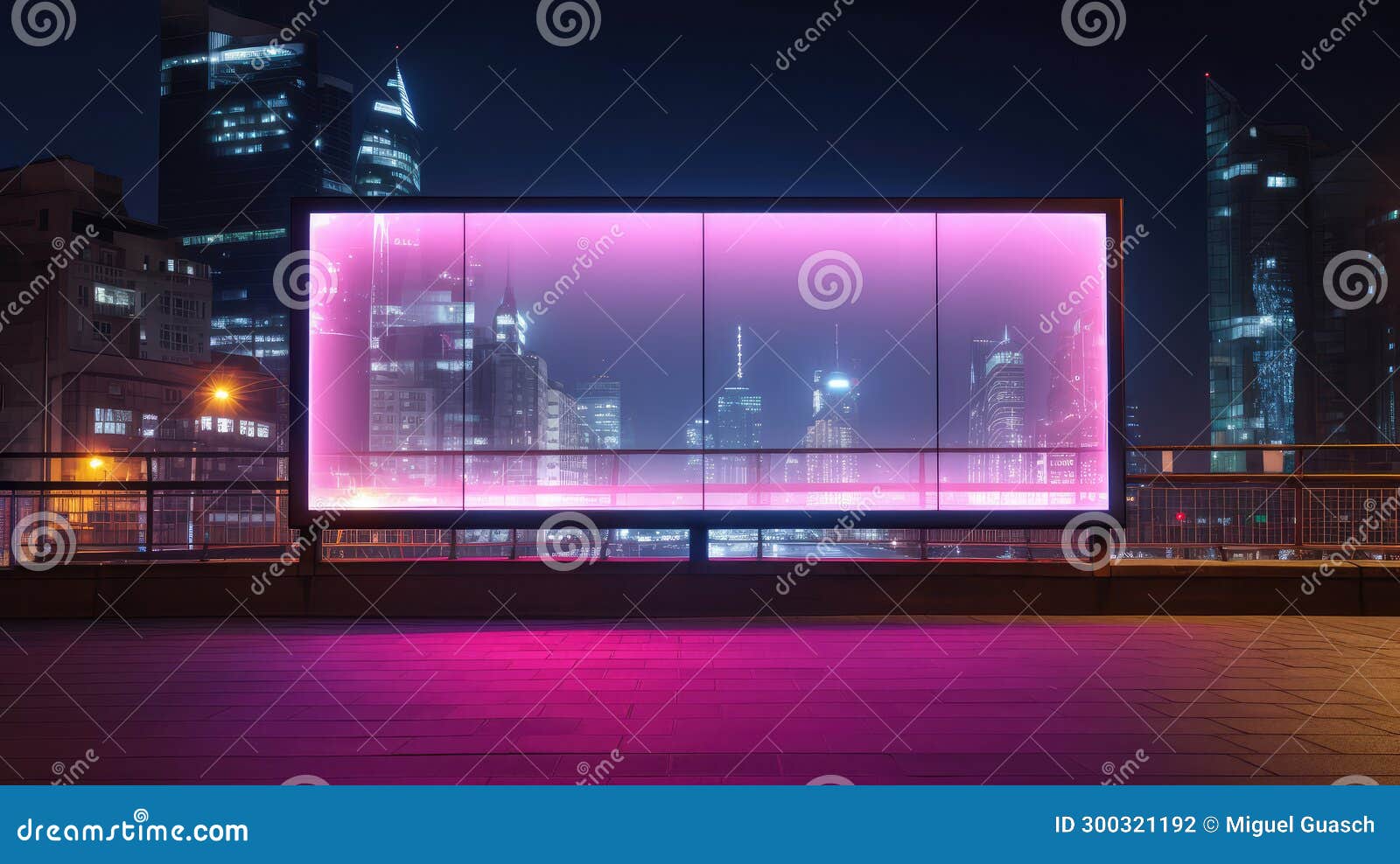 Billboard on the Street at Night Stock Illustration - Illustration of ...