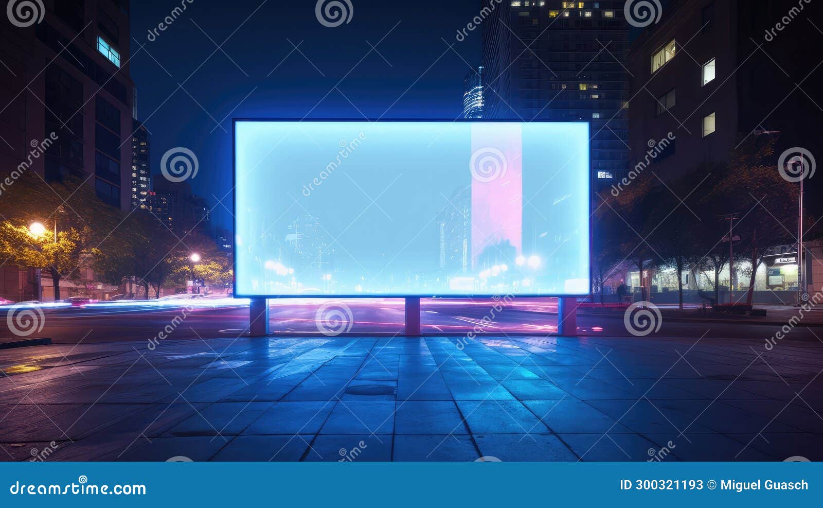 Billboard on the Street at Night Stock Illustration - Illustration of ...
