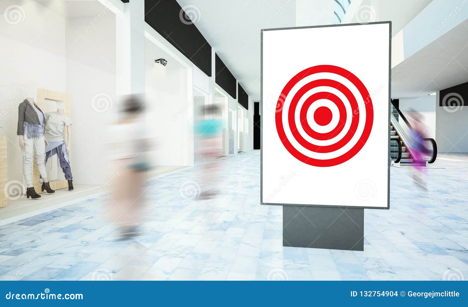 Billboard Target Advertising on a Mall Stock Photo - Image of retail ...