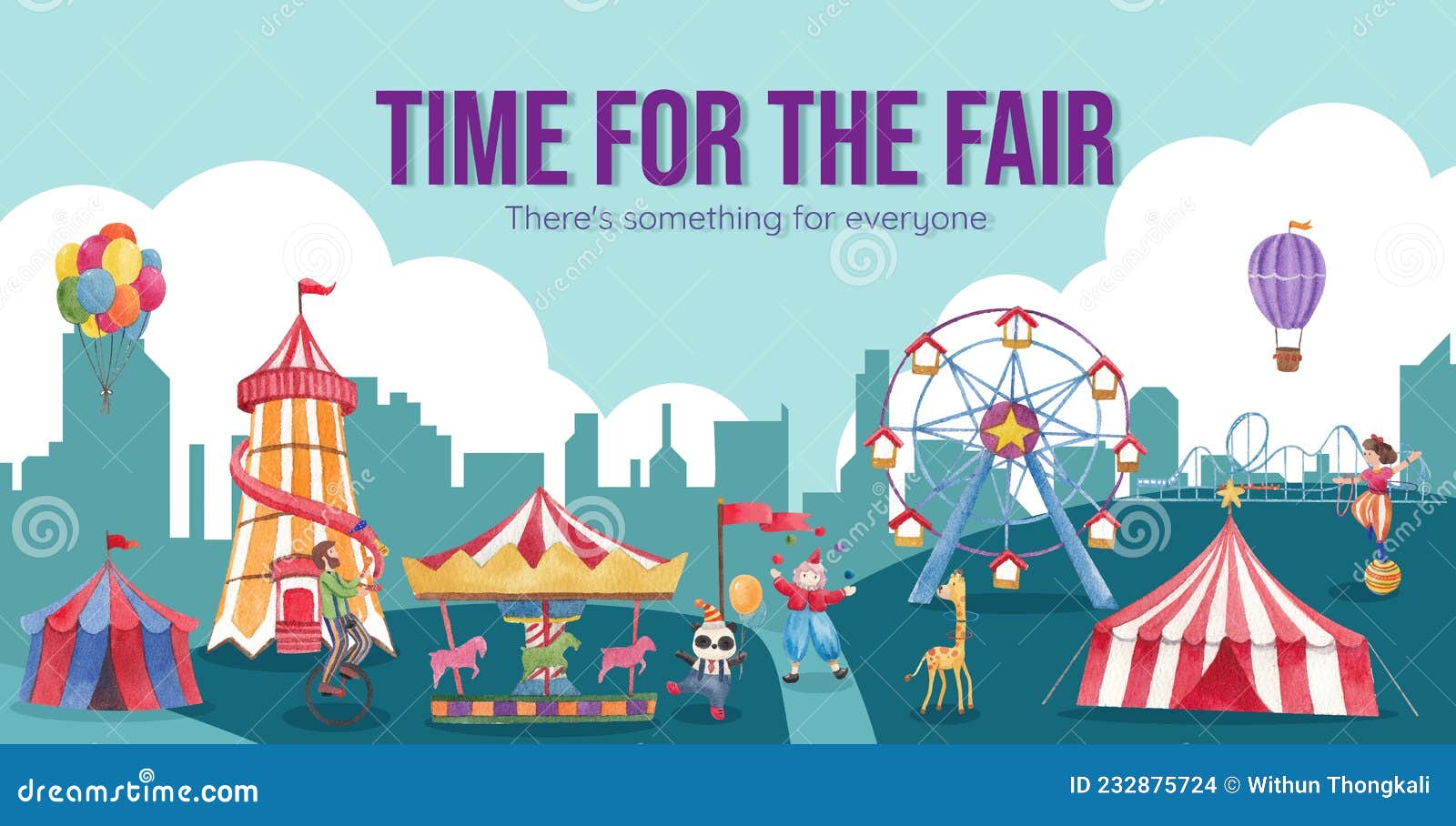 Billboard Template with Circus Funfair Concept,watercolor Style Stock ...