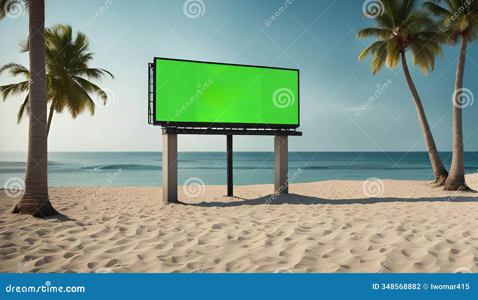 Billboard on a Tropical Beach Stock Illustration - Illustration of sign ...